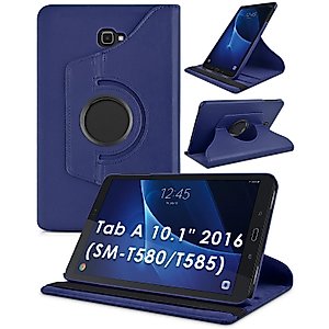 DETUOSI Rotating Case for Samsung Galaxy Tab A 10.1" 2016 (SM-T580), 【Auto Sleep/Wake】 360 Degree Swivel Multi-Angle Stand Folio Leather Book Cover + Protective Hard Back Shell + Elastic Band Closure