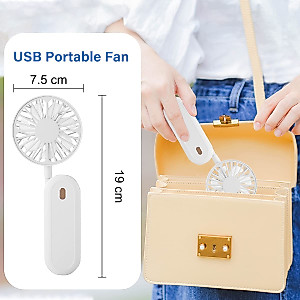 Outdoor Portable Handheld Fan with Flexible Cord, 3 Speed Mini Stroller Fan for Baby, USB Rechargeable Battery Small Fan Quiet Personal Desk Fan for Travel, Sport, Office