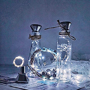 Solar Wine Bottle Lights, 10 Pack Diamond Cork Lights, 20 LED Outdoor Waterproof Fairy String Lights for Garden Wedding Patio（Cool White）