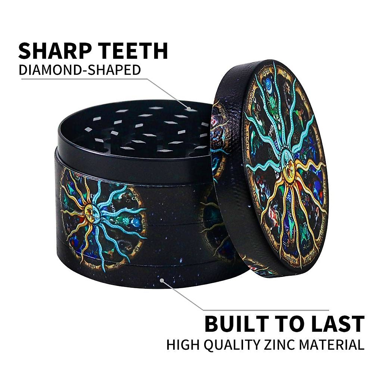 Grinder 2.5 inch Aesthetic Moon, Tree of Life Grinder (Gold)