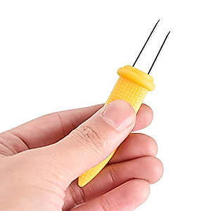 lasenersm 20 Pieces Corn Holders Stainless Steel Corn Holders Corn on The Cob Skewers BBQ Skewers for Home Cooking and BBQ, Yellow