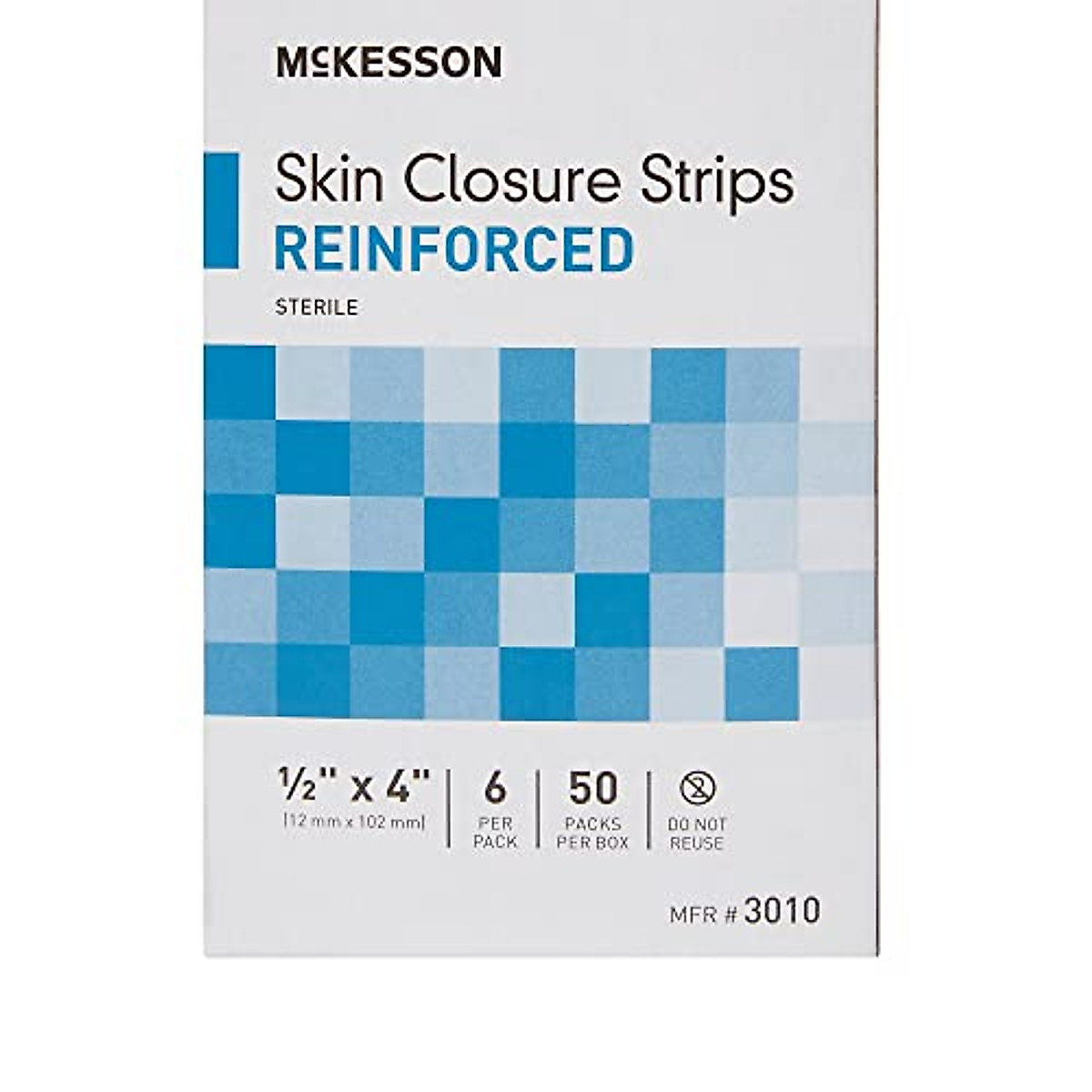 McKesson Skin Closure Strips, Sterile, Reinforced, 1/2 in x 4 in, 50 Count