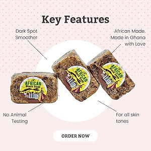 Infinix Beauty 3PCS 1LB 100% Natural African Black Soap with Shea Butter and Pure Honey for Dark Spot Smoother