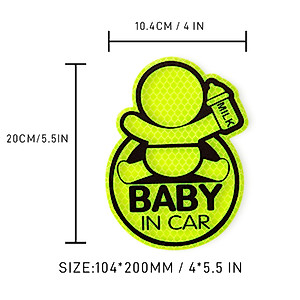 Gikop Baby On Board Sticker for Cars (2 Pack),5.5" by 4"Bright Yellow,Baby on Board Reflective,Baby in Car Sticker for Cars,Car Decals,Kids on Board Car Sticker