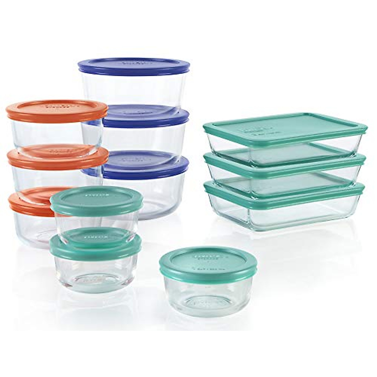 Pyrex Simply Store 24-Pc Glass Food Storage Container Set & Easy Grab 8-Piece Glass Baking Dish Set with Lids, Glass Food Storage Containers Set, 13x9-Inch, 8x8-Inch & 1-Cup Storage Containers