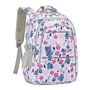 MYGOO Kids Backpack for Girls | Educational Backpack for Youngster | Euclid Collection | 17" tall | Flower Pink