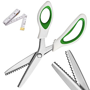YUQGAOP Pinking Shears，9” Zig Zag Scissors for Fabric，Pinking Shears Scissors for Fabric Cutting，Professional Handheld Dressmaking，Great for Many Kinds of Sewing Fabrics Leather and Craft Paper