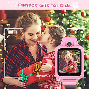 Lterfear Smart Watch for Kids Watches for Girls Ages 5-7 with 14 Games HD Camera Alarm Calculator Video Music Player, Kids Birthday Gifts Toys for 4 5 6 7 8 9 10 11 12 Years Old Girls, Pink