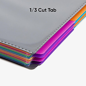 Smead 24 Pocket Poly Project Organizer, 1/3-Cut Tab, Letter Size, Gray with Bright Colors (89206)