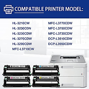 BERY INK DR223CL DR-223CL Compatible DR223 DR-223 High Yield Drum Unit Replacement for Brother HL-3230CDW MFC-L3750CDW HL-3210CW DCP-L3510CDW DCP-L3550CDW HL-3290CDW Printer (4-Pack, 1BK+1C+1M+1Y)