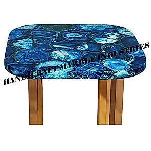 30" Inch Agate Square Table, Natural Agate Table, Square Coffee Table, Blue Agate Table, Square Agate Stone Table