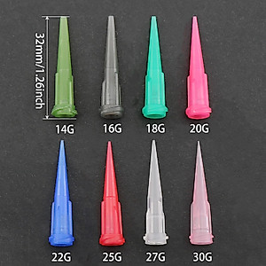 Heyous 80PCS Plastic Conical Needle Blunt Tip Liquid Dispenser Needle Syringe Tip Dispensing Filling Needle with 8 Mixed Size for Ink or Oil Filling Processes