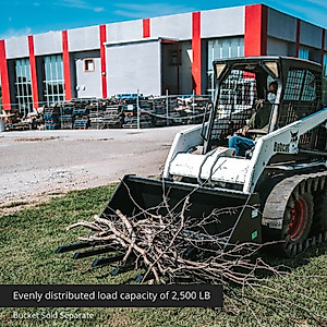 Titan Attachments 21" Fork Length Clamp-On Debris Forks V2, Fits 48" Loader Buckets, Skid Steers, Rated 2,500 LB Capacity