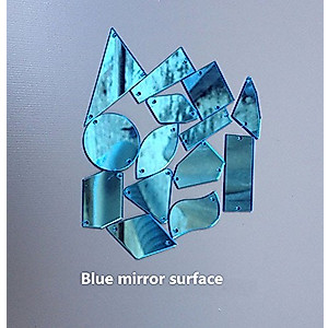 Sew On Acrylic Blue Mirror Diamante Rhinestone Crystal Flat Back Mirror Beads with Hole for DIY Wedding Dress Clothing Bags Shoes Decoration Accessory