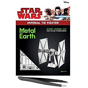 Metal Earth Fascinations Star Wars Imperial TIE Fighter 3D Metal Model Kit Bundle with Tweezers