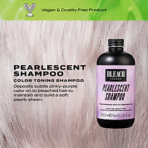 BLEACH LONDON Pearlescent Shampoo - High Pigmented Pink-Purple Rinse, Vegan, Cruelty Free, Color Protected Clean, Color Depositing Formula, 8.45 fl oz