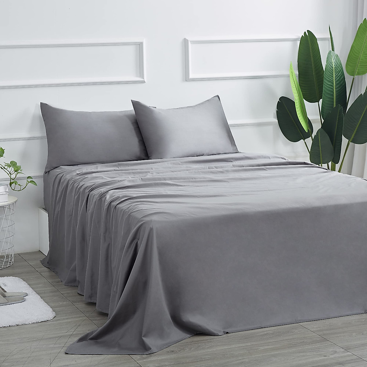 Best Season 400 Thread Count Cotton Queen Size Sheet Set (Gray Color) 4 Piece - 100% Long Staple Cotton Sheets Set, Soft Cotton Bed Sheets Sets with Deep Pocket fit Upto 16 inch