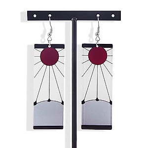 Anime Kamado Tanjiro Hanafuda Earrings - Kimetsu No Yaiba Tanjiro Earrings - Cosplay Accessories For Womens (Tanjiro, Acrylic, Hook)