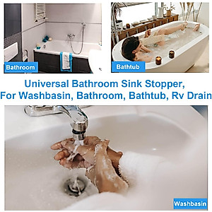 Bathtub Drain Stopper,Chrome Bathroom Bathtub Drain Cover Stopper Solid Metal Waste Plug with Chain Kitchen Sink Stopper Hair Drain Strainer