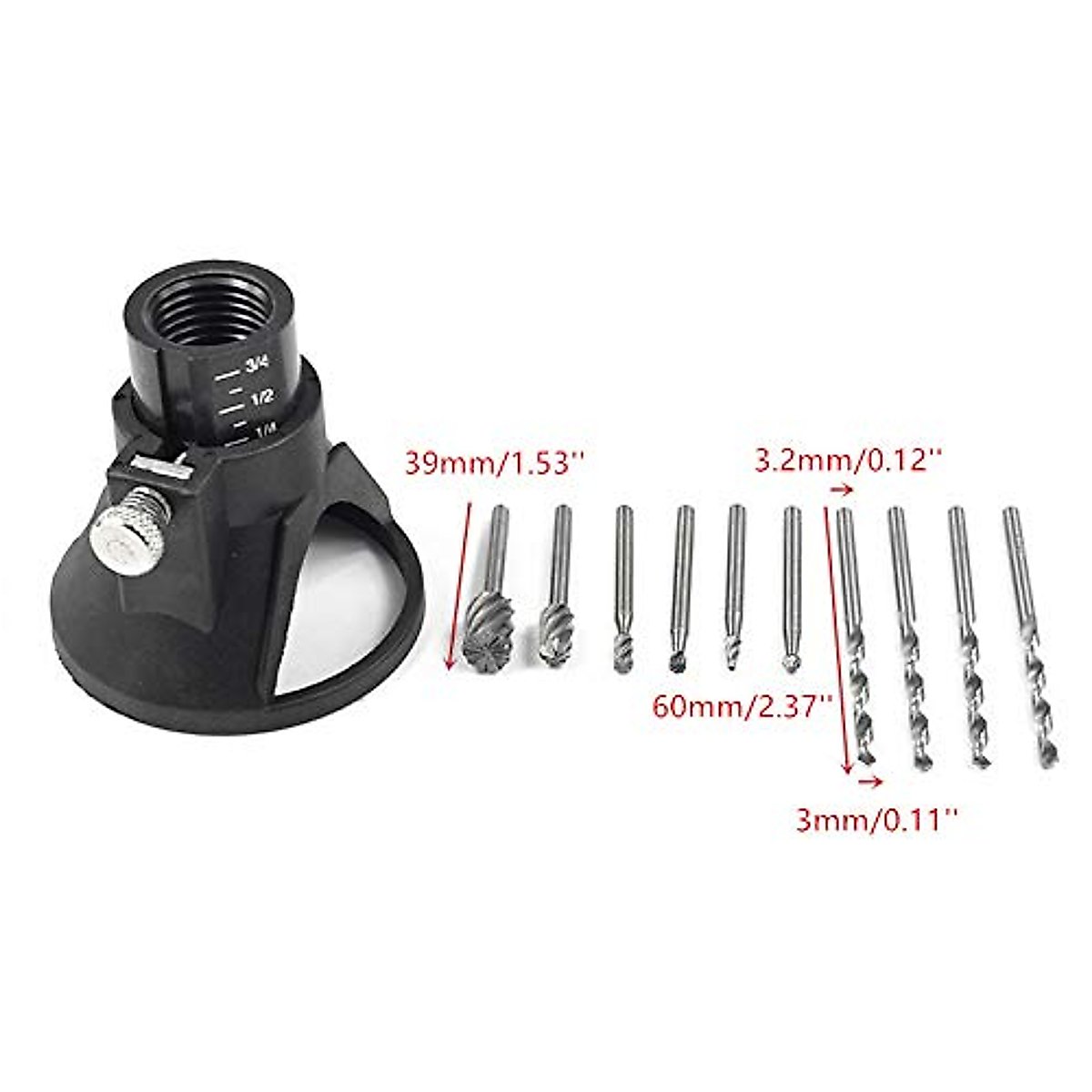 Rotary Multi Tool Cutting Guide Attachment Kit with HSS Router Drill Bits Set,11 Pcs