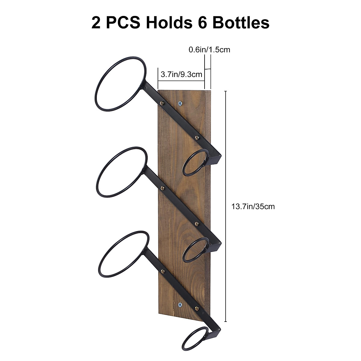 Taprion Wine Rack Wall Mounted, Wood Wall Wine Rack for 6 Wine Bottles, A Stylish and Space-Saving Wine Rack for Kitchen, Dining Room, Home Bar, Wine Cellar (6 Wine Bottles)