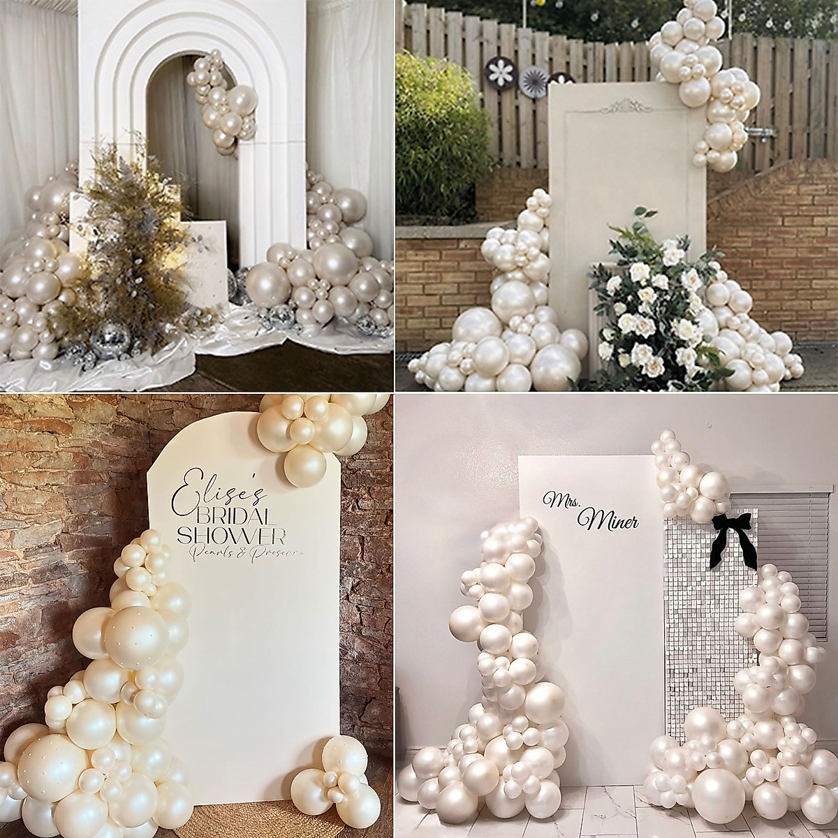 Woaipati 120PCS Pearl White Double-Stuffed Balloons different sizes 18/12/10/5 inch Pearl Balloon Garland Kit for Wedding Women's Birthday Baby Shower Anniversary Party Decorations
