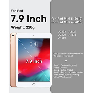 SEYMAC for iPad Mini 5 / Mini 4 Case 7.9", Sturdy Heavy Duty Shockproof Protection Folio Stand Case with Smart Cover Auto Sleep/Wake for iPad Mini 5th / 4th Generation, Black