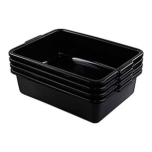 Callyne 4-Pack 8 L Black Small Plastic Kitchen Bus Tubs, Commercial Bus Box