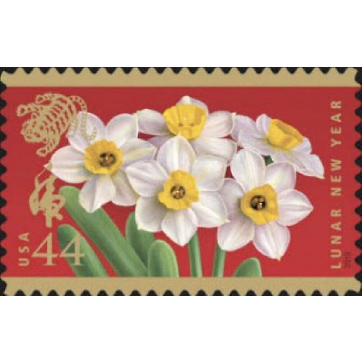 Year of the Tiger: Narcissus Flowers (Celebrating Chinese Lunar New Year), Full Sheet of 12 x 44-Cent Postage Stamps, USA 2010, Scott 4435