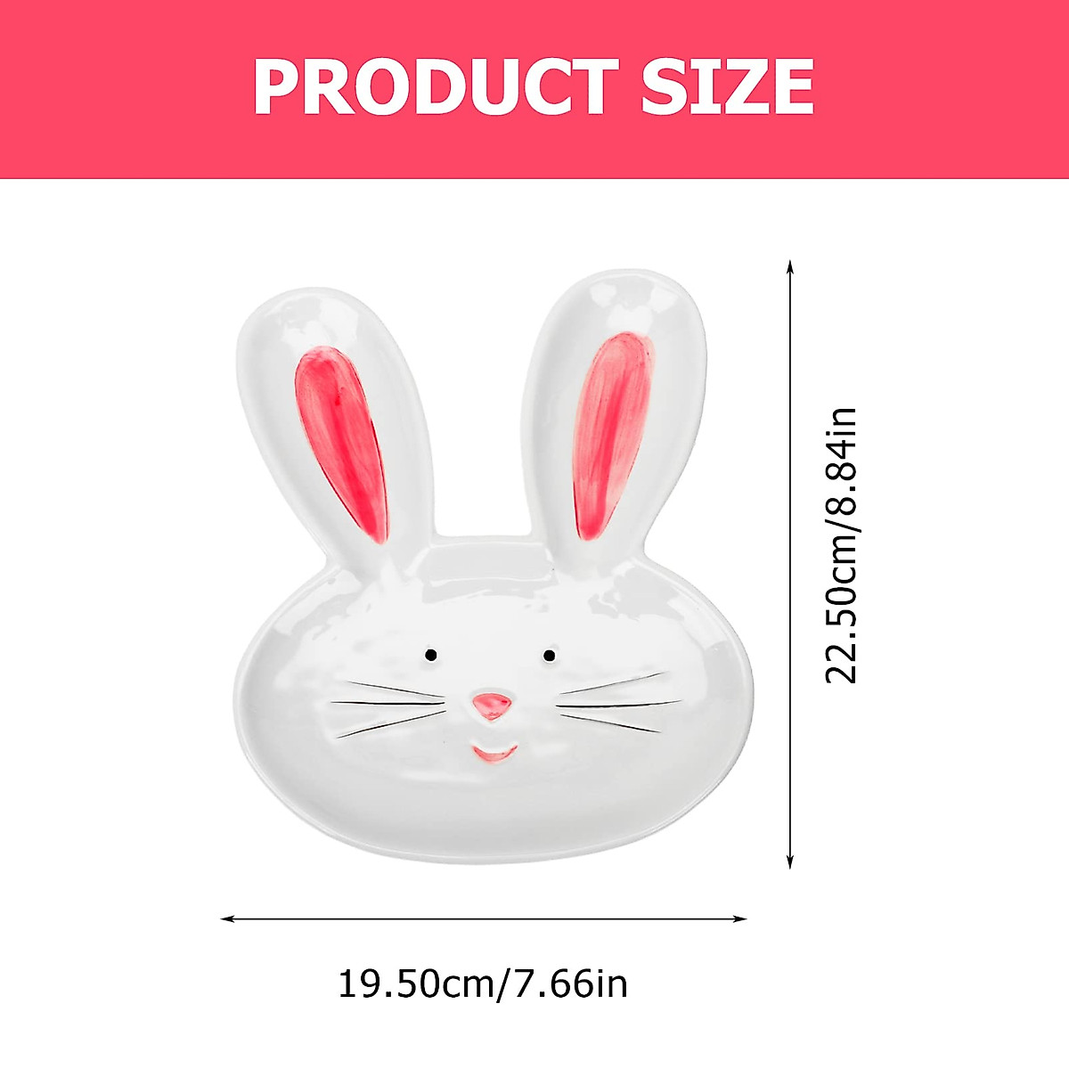 Yardwe Ceramic Plate Easter Bunny Rabbit Dessert Plate Porcelain Food Serving Platter Dish Tray Plate Ceramic Tableware for Home Kitchen Restaurant