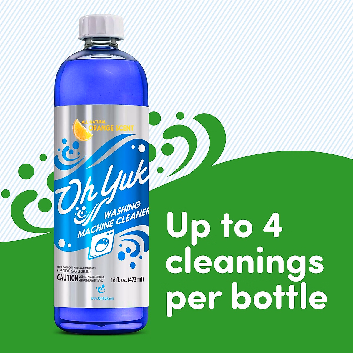 Oh Yuk Washing Machine Cleaner For All Washers (Top Load, Front Load, HE and Non-HE), Natural Citrus Fragrance, Four Cleanings Per Bottle, Septic Safe, 16 Fl Oz