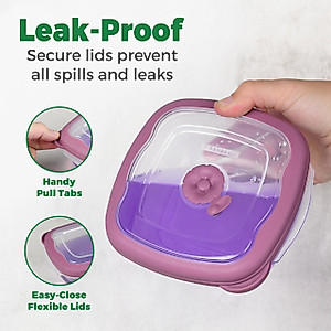 Tribello Plastic Freezer Food Storage Container with Lids Microwave/Dishwasher Safe Steam Vent/Air-Tight Lid Square Large 67 Oz 2-Pack 8.3-Cup