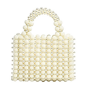 sikiwind Totes Bag, Women's Clutches Top-handle Bag Fashion Elegant Mini Pearl Clutch Bag Handmade Beaded Women Banquet Wedding Party Holiday Handbags Female Coin Purse