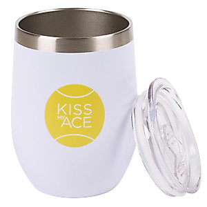Tennis Wine Tumbler | Funny Tennis Gift | 12 oz Insulated Stainless Steel Wine Glass for Tennis Players