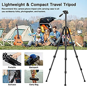 Camera Tripods & Monopods, Tripod for Camera Phone, 5 in 1 Aluminum Heavy Duty Camera Stand, Phone Tripod, Monopods, Selfie Stick, Trekking Poles, Compatible with Canon Nikon DSLR iPhone Camcorder