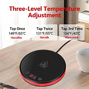 Gormazul Smart Coffee Warmer for Desk 8 Hours Auto Shut-Off Coffee, 3 Temperature Settings, Timing Setting Shut Off After 1-12 Hours Feature, Electric Cup Warmer for Coffee,Tea (Red-NOT Cup)