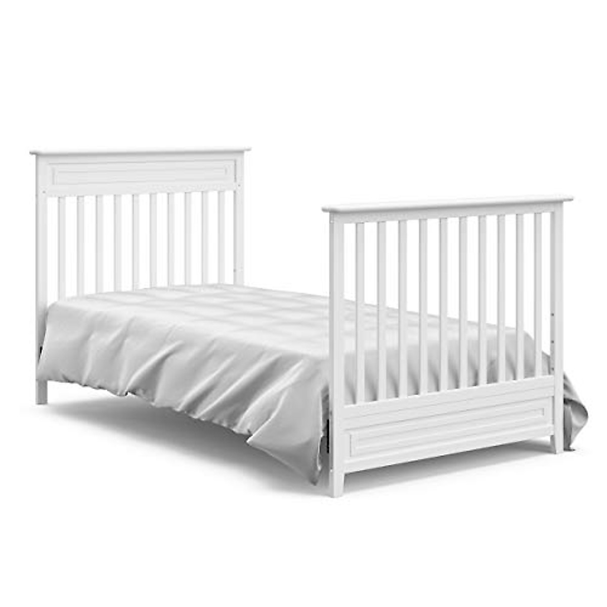 Storkcraft Petal 4-in-1 Convertible Mini Crib (White) – GREENGUARD Gold Certified, Converts to Daybed and Twin-Size Bed, Includes Bonus 2.75-inch Mini Crib Mattress, Mini Crib with Mattress Included