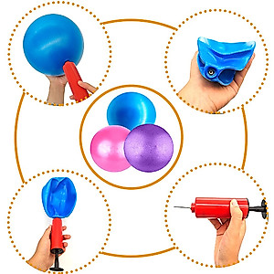 3Pcs Mini Pilates Exercise Yoga Ball, 6 Inch Small Inflatable Exercise Yoga Ball,Core Training and Physical Therapy Equipment, with Pump(Purple/Blue/Pink)