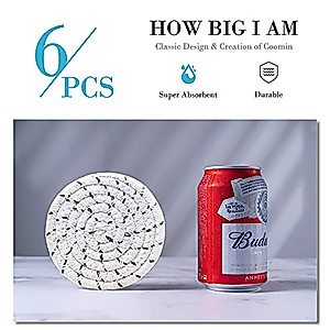 Absorbent Drink Coasters, Handmade Braided Drink Coasters, Super Absorbent Heat-Resistant Coasters for Drinks Great Housewarming Gift, Coasters for Coffee Table (Dark Grey, Light Grey, Beige/Grey, 6)