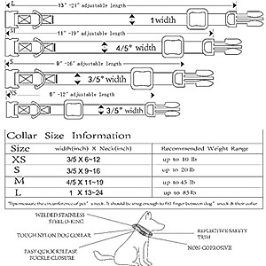 LovelyDog Embroidered Personalized ID Collar, 4 Adjustable Sizes: Extra-Small, Small, Medium, Large with Dog Name Phone#, Reflective Pet Pink Collars for Boy & Girl Dogs, X XS M L XL