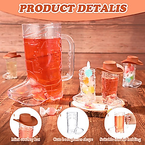 67 Pcs Cowboy Boot Shot Glasses Set Include 30 Pcs 1oz Plastic Western Beer Mugs 36 Pcs Mini Cowboy Hats and 1 Pcs 16 oz Reusable Cowboy Boot Cup for Cowgirl Bachelorette Party Supplies(Brown Style)