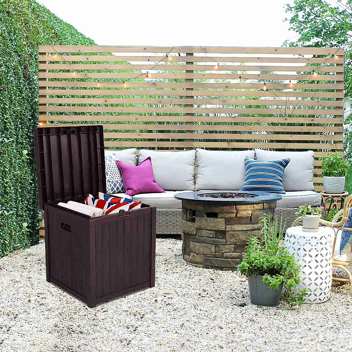 FRITHJILL Storage Deck Box, Outdoor Garden Tools and Storage Container for Patio Furniture, Store Items on Patio, Garage, Yard，51 Gallon