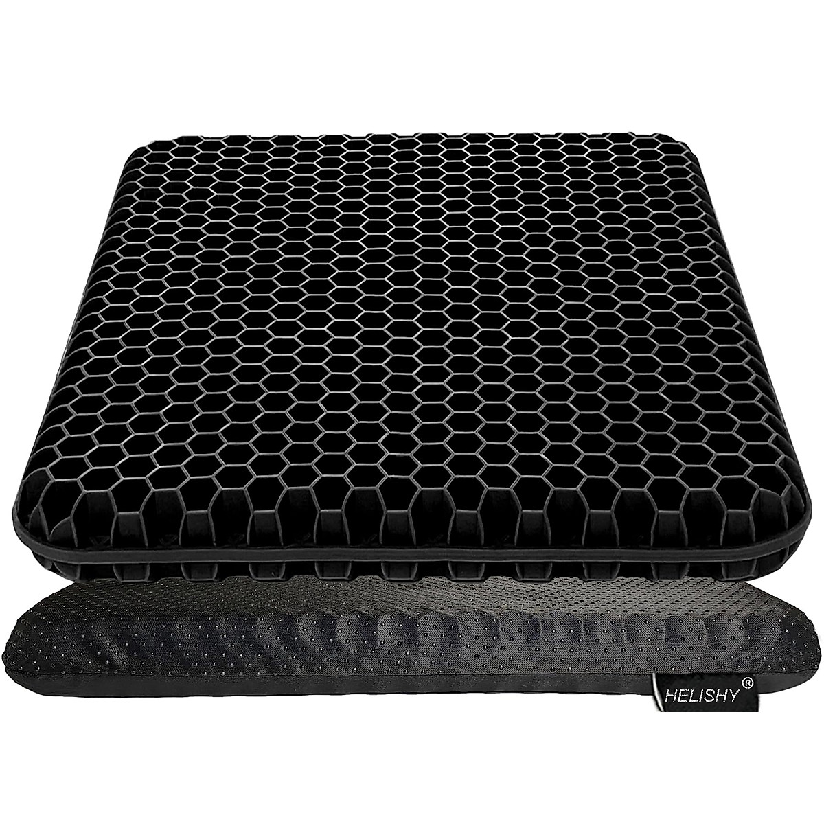 Gel Seat Cushion for Long Sitting - Wheelchair Cushion for Pressure Sores - Office Chair Car Seat Cushion for Coccyx,Sciatica,Back,Hip & Tailbone Pain - Egg Seat Cushion with Non-Slip Cover, Black