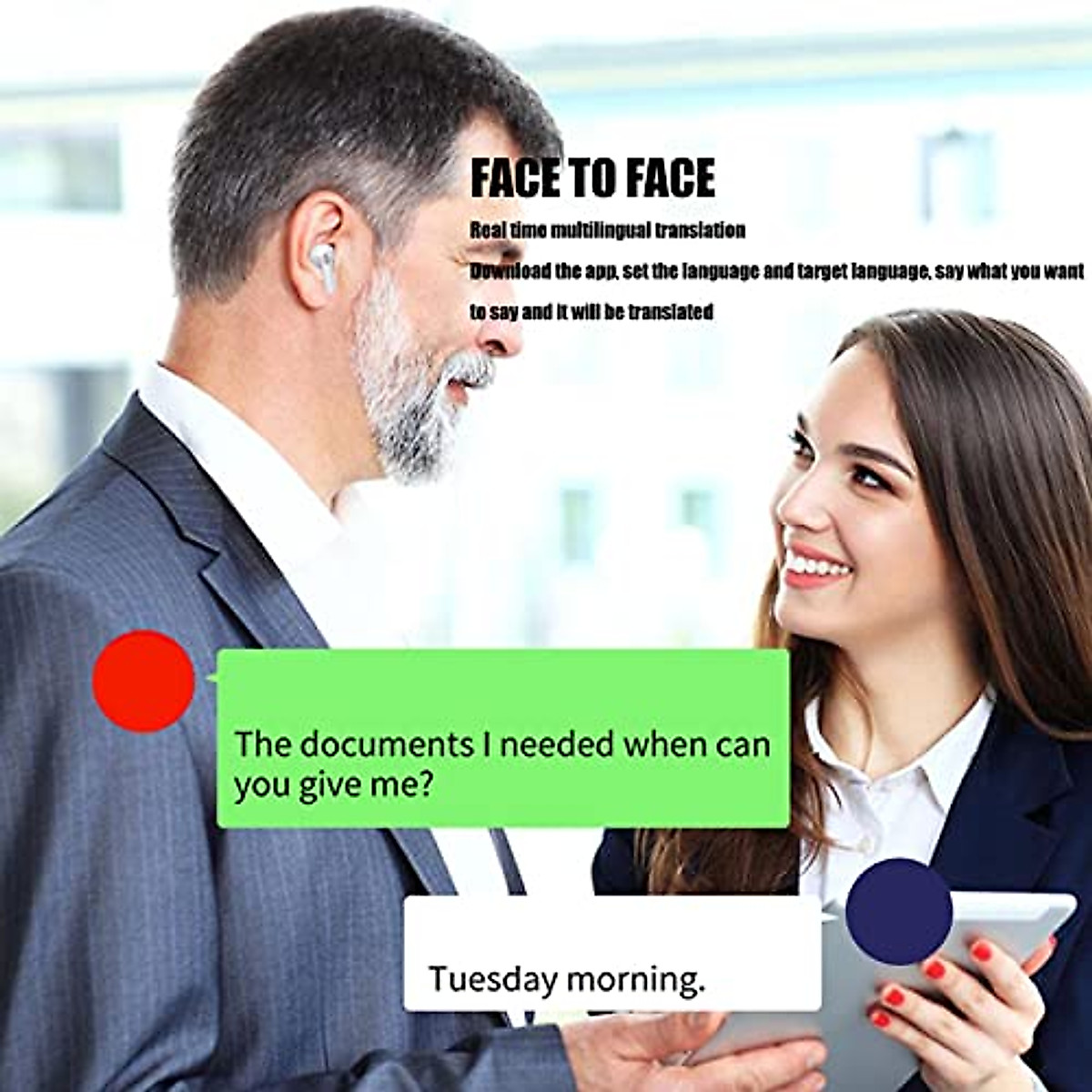 Zyyini Bluetooth Translator Earbuds, Supports 84 Languages, 5 Modes, Voice Translator Earbuds in Real Time, Noise Canceling Wireless Translator Headphones for Business(Black)