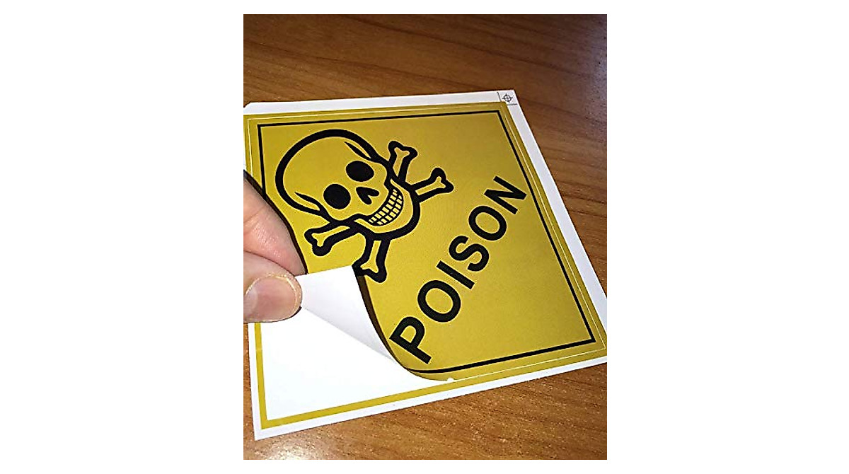 Outdoor/Indoor (4 Pack) 4" X 4" - Poison Skull & Crossbones - Danger ...