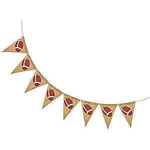Burlap Banner Football Printed Hanging Banner Bunting Garland for Sport Theme Bunting Garland Party Decor