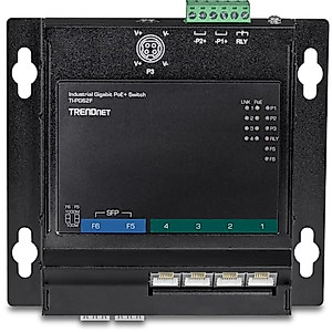 TRENDnet 6-Port Industrial Gigabit PoE+ Wall-Mounted Front Access Switch, TI-PG62F, 4 x Gigabit PoE+ Ports, 2 x Gigabit SFP Slots, DIN-Rail, Wall Mount Brackets Included, IP30, 120W PoE Budget