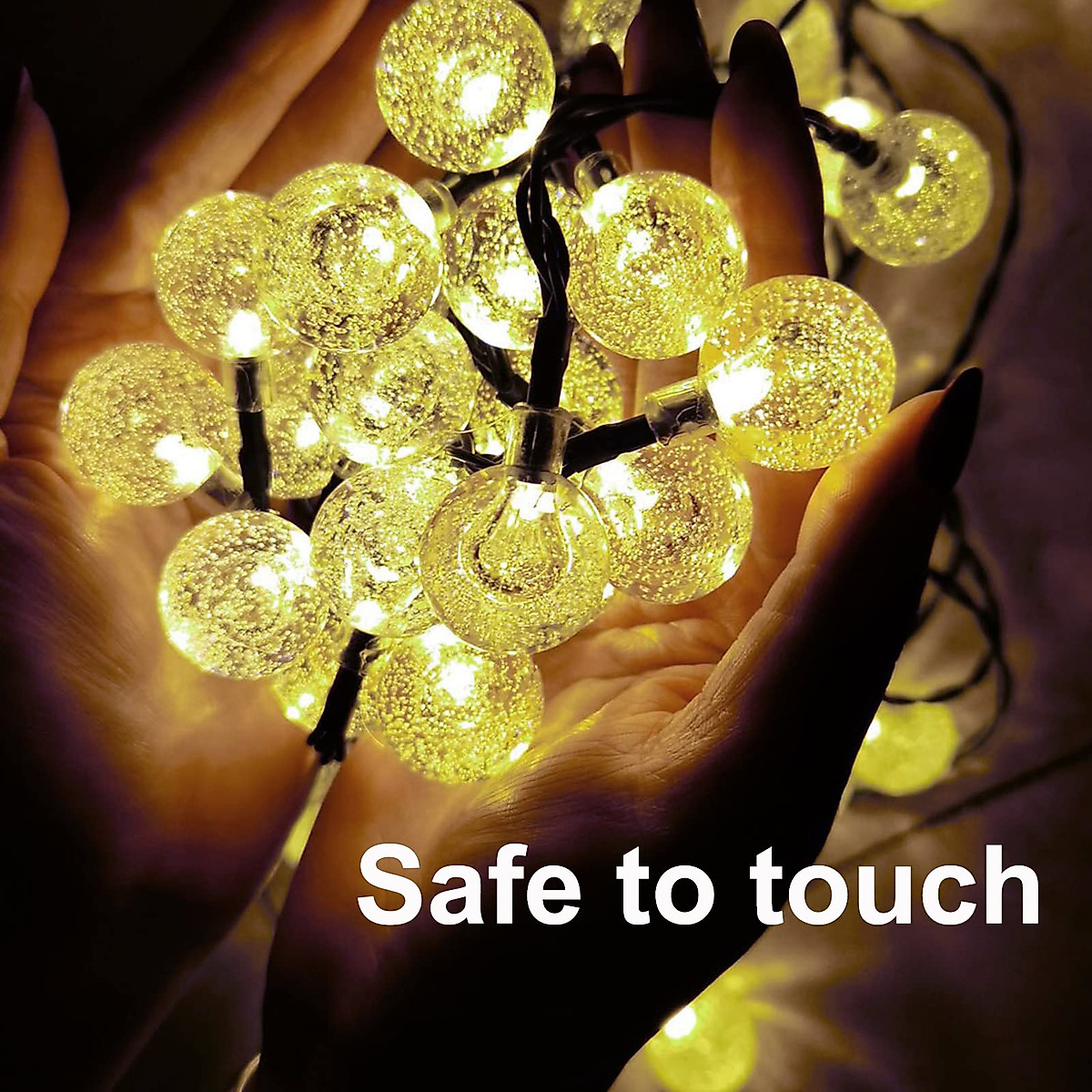 Solar Outdoor String Lights 60 LED Waterproof Solar Powered Patio Lights with 8 Lighting Modes, Crystal Globe Lights for Outside Garden Porch Balcony Yard Wedding Party Decor, 35.6FT, Warm White