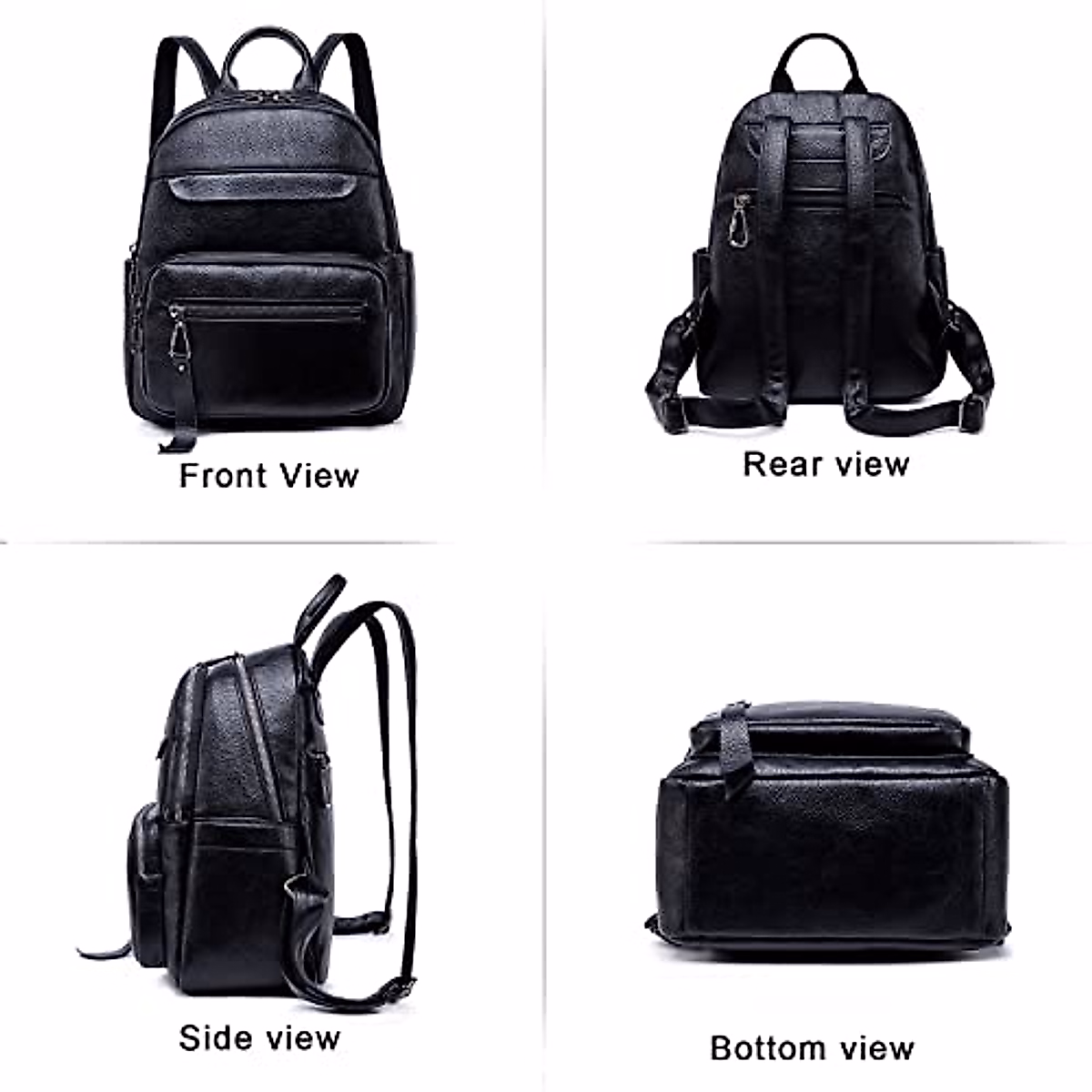 AMELIE GALANTI Small Black Backpack Purse For Women,Womens Casual Leather Daypack Backpacks