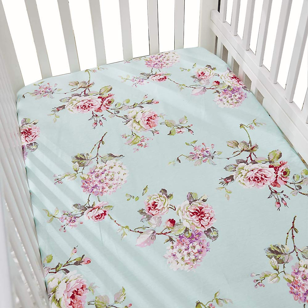 Brandream French Country Crib Bedding Set for Girls | 3 Piece Floral Nursery Set | Ruffled Baby Comforter, Crib Sheet, Crib Bed Skirt Included